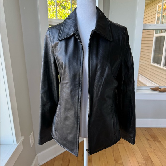 Jaclyn Smith | Jackets & Coats | Jaclyn Smith Classic Black Leather ...